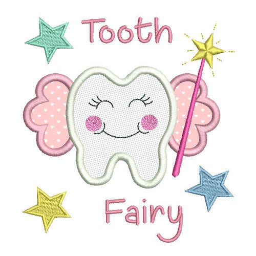 Girly Tooth Applique Machine Embroidery Design Girl's - Etsy