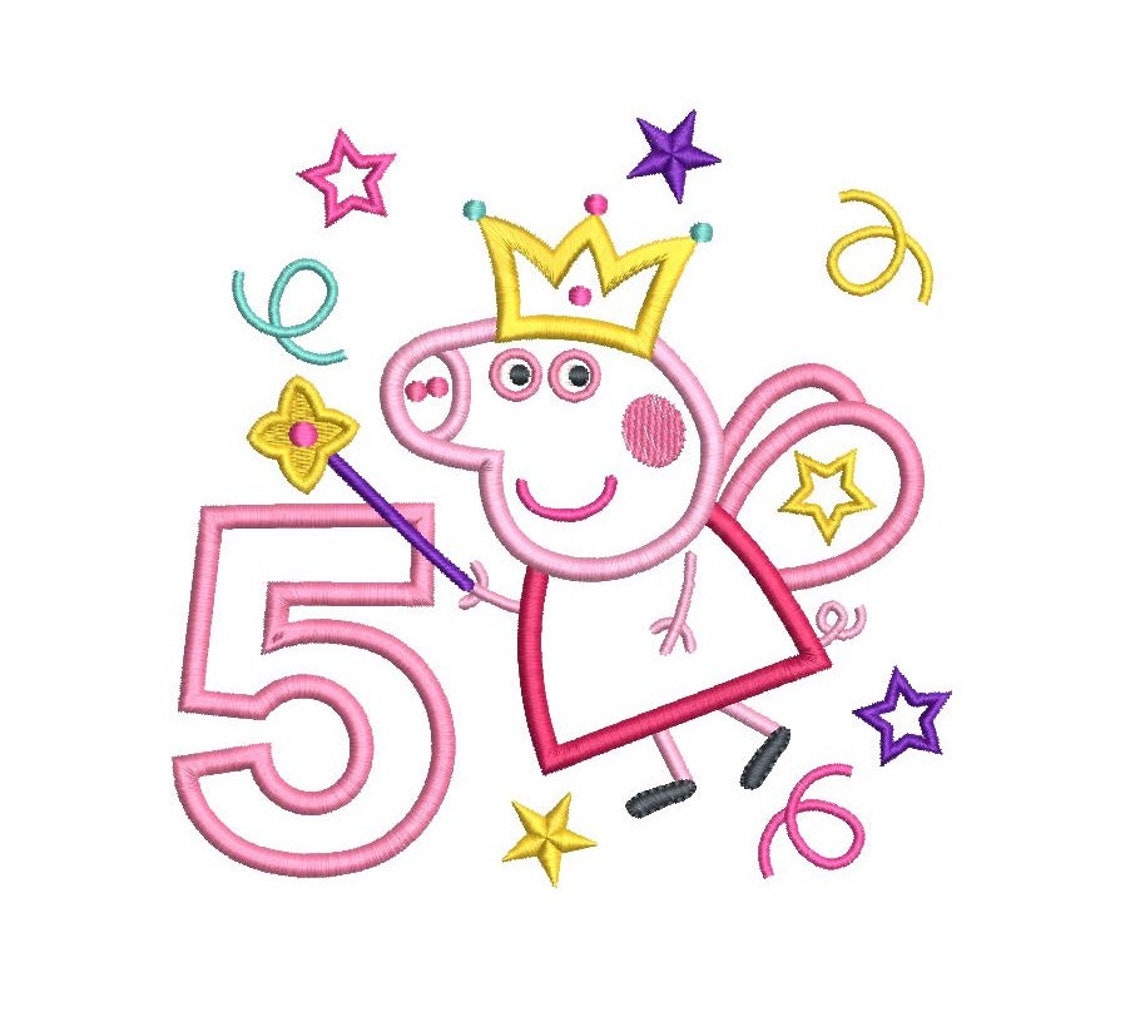 5th Birthday Machine Embroidery Applique Design Cute Fairy - Etsy