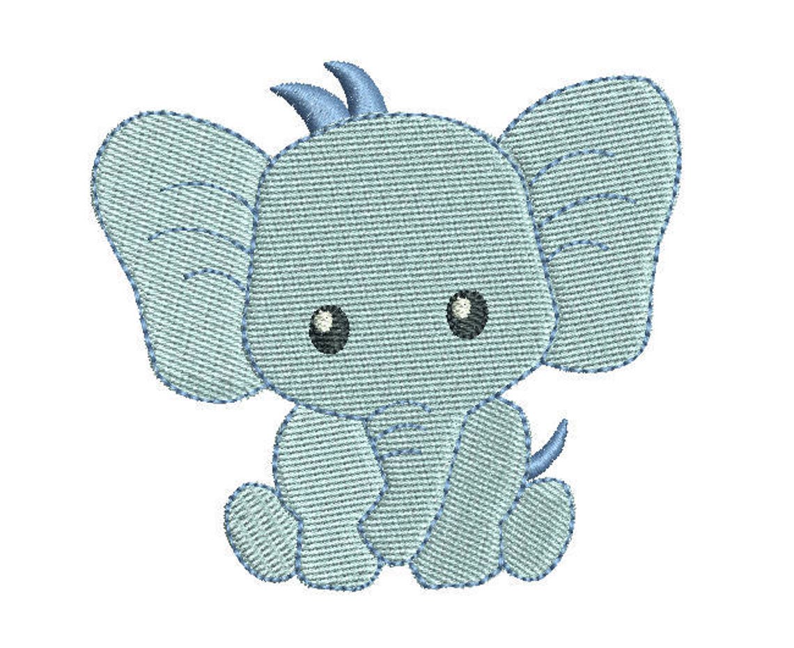 Mini Elephant Machine Embroidery Set, Baby Boy and Girl Elephant Fill ...