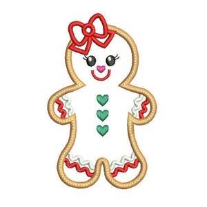 Gingerbread Girl Machine Embroidery Applique Design, Christmas ...