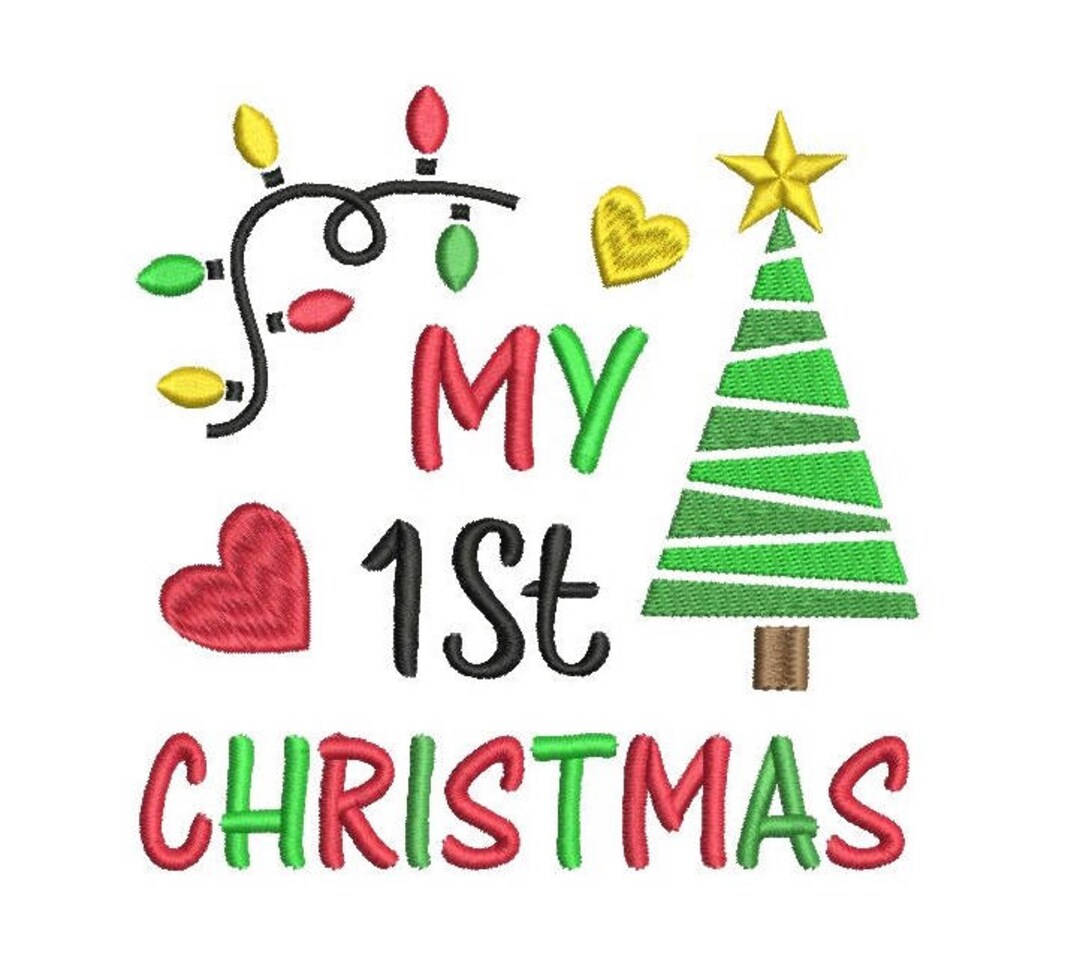 My 1st Christmas Machine Embroidery Design, Christmas Design, First ...