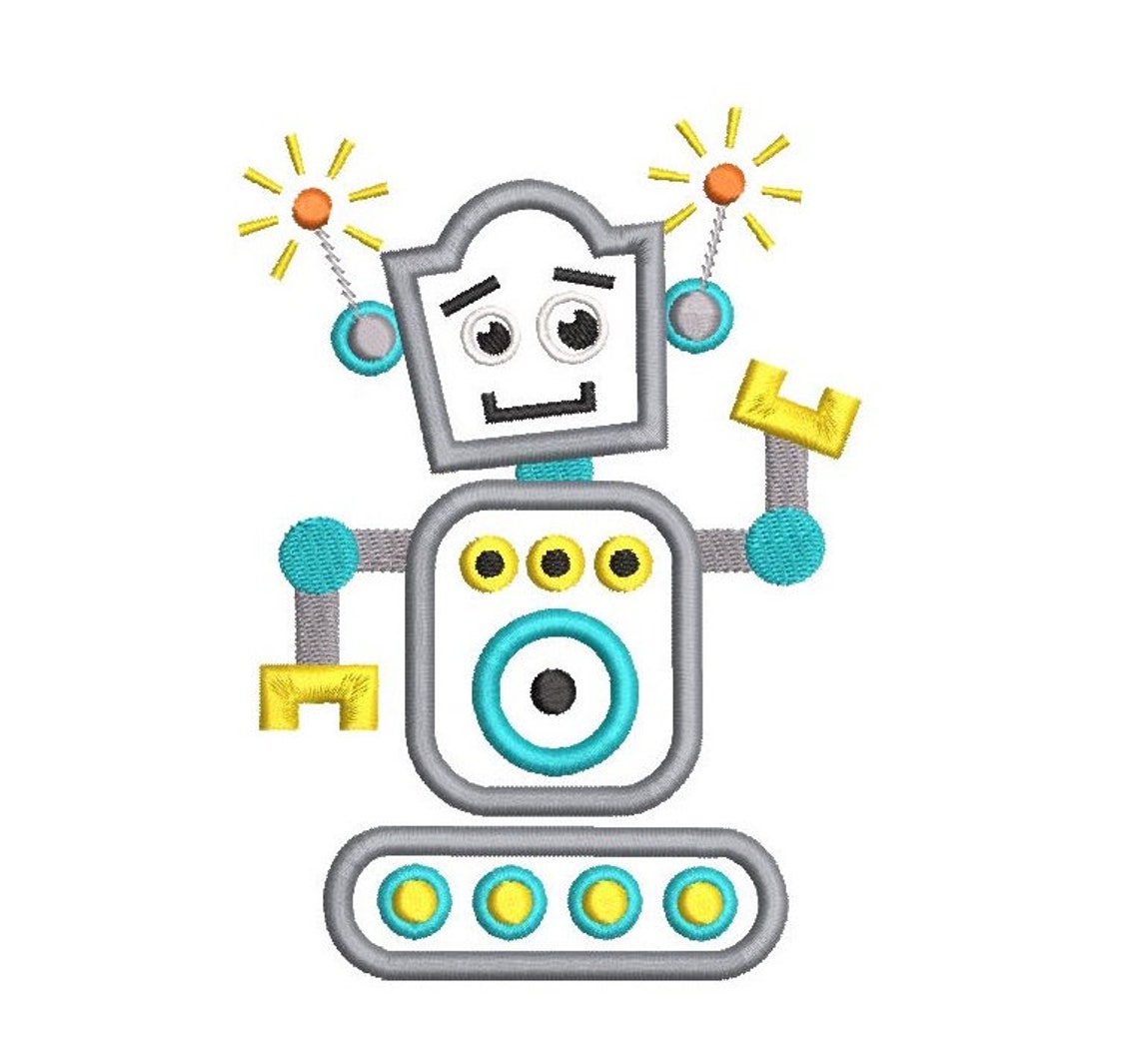 Robot Machine Embroidery Applique Designs Cute Robot | Etsy