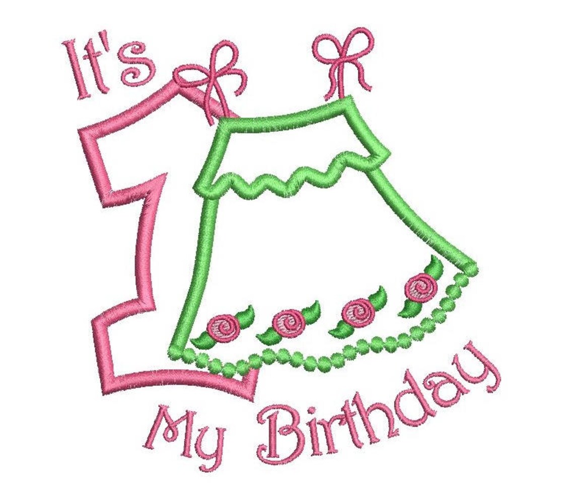 1st Birthday Applique Machine Embroidery Design Baby Dress | Etsy
