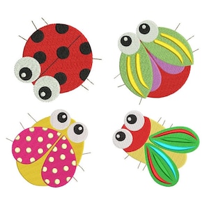 Cute Bug Machine Embroidery Designs, Set of 4, Cute Garden Bug Designs ...