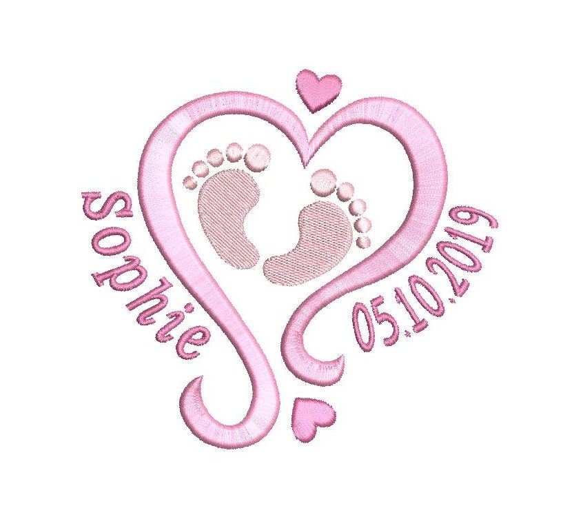 Birth Announcement Embroidery Design, Customized, Baby Birth Stats ...