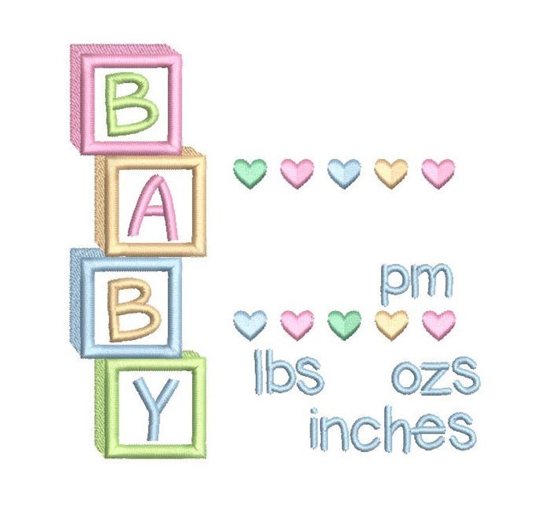 Birth Announcement TEMPLATE Embroidery Design, Applique Template, Baby ...