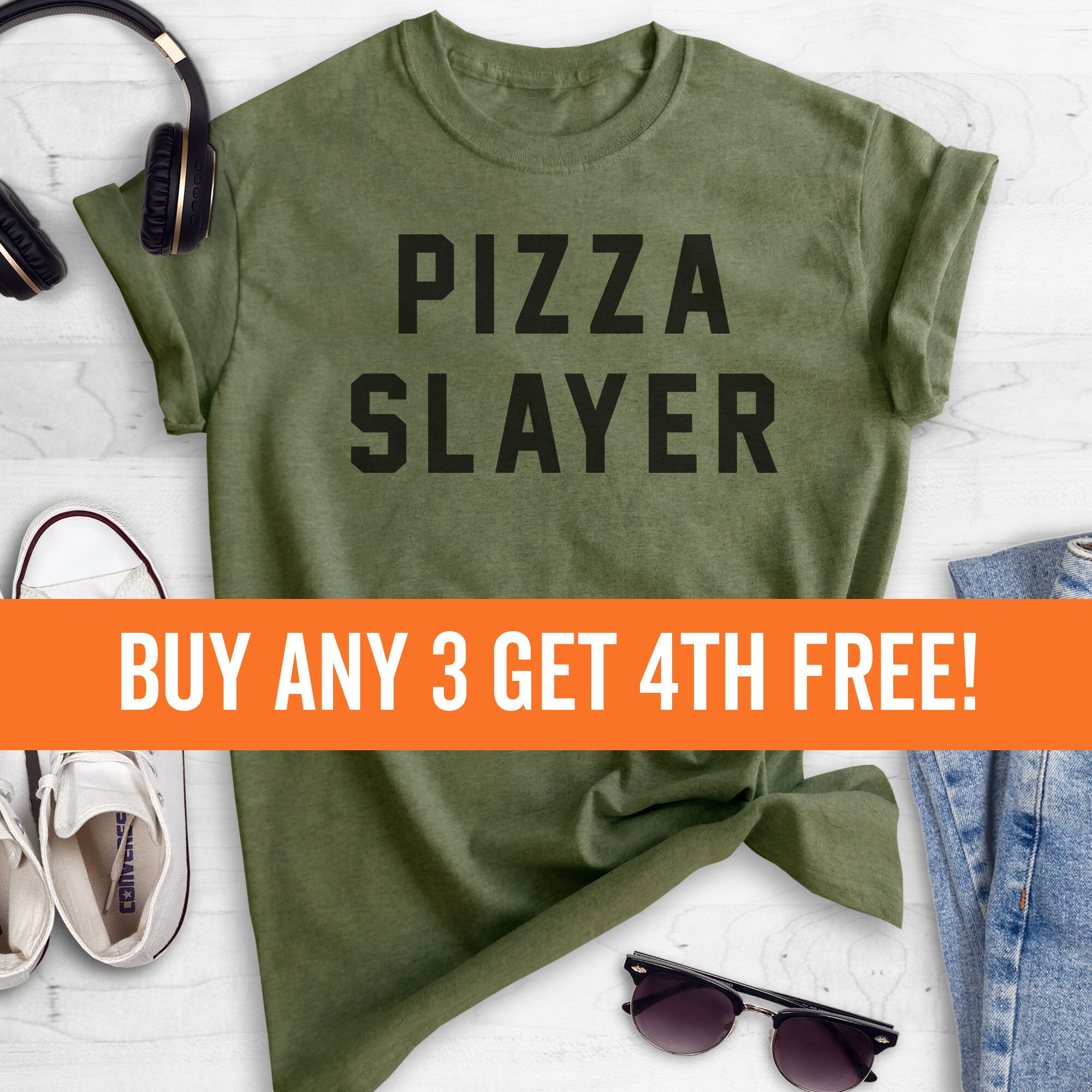 Pizza Slayer T-shirt Ladies Unisex Crewneck Shirt Funny | Etsy