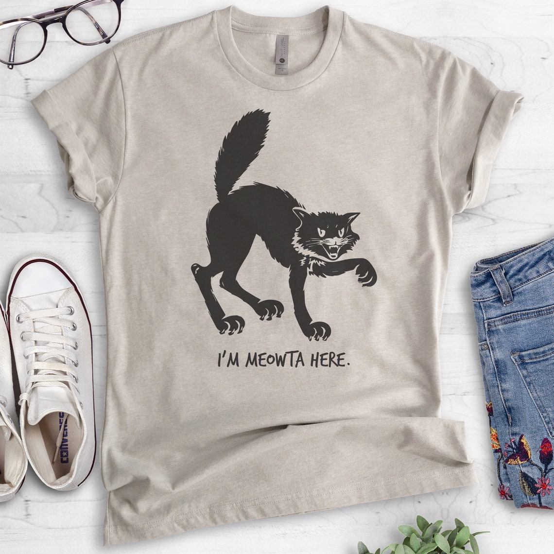 I'm Meowta Here Cat Shirt Funny Halloween T-shirt Black - Etsy