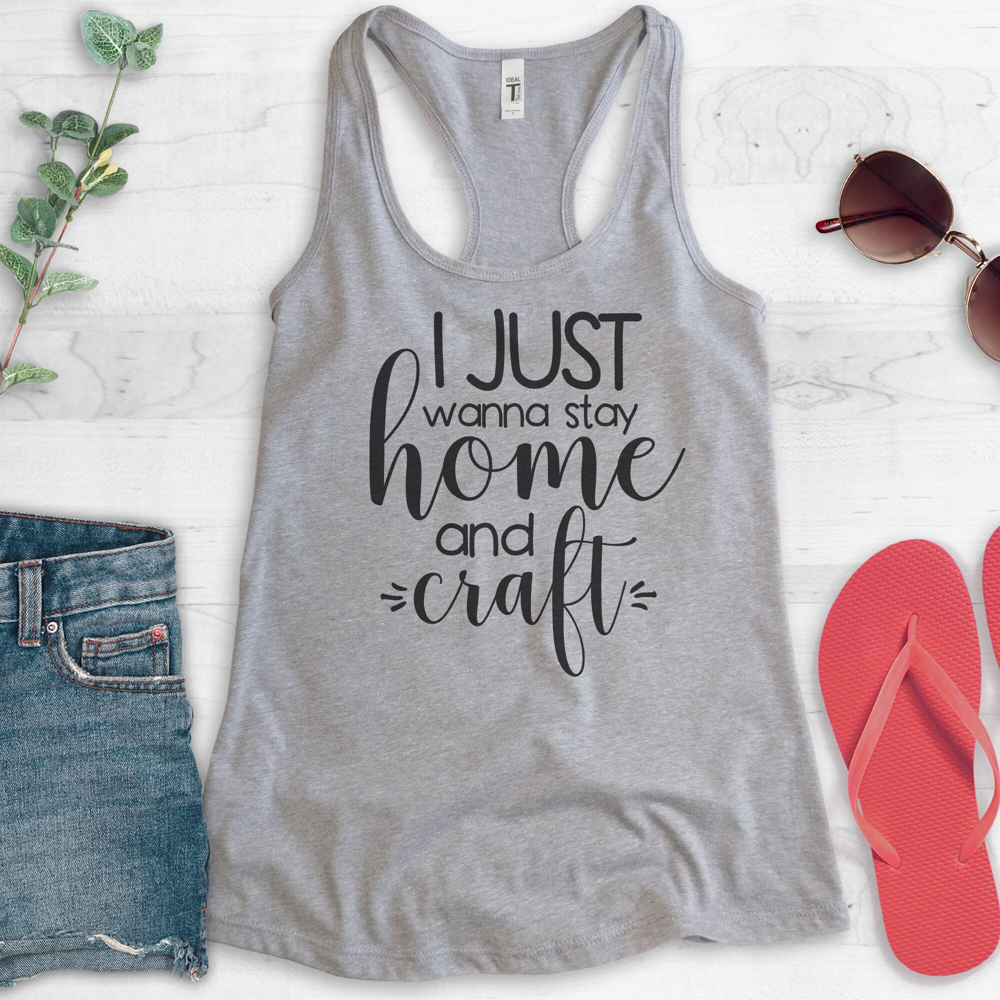 I Just Wanna Stay Home and Craft Tank Top Racerback Tank Top - Etsy