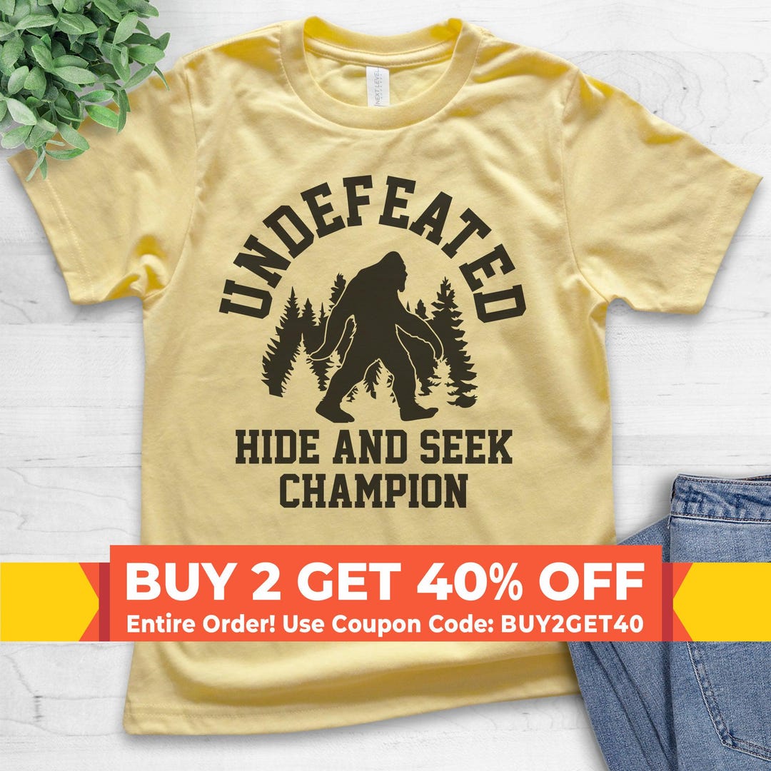 Youth Undefeated Hide and Seek Champion Shirt, Youth Kids Girl Boy T-shirt, Bigfoot Yeti ...