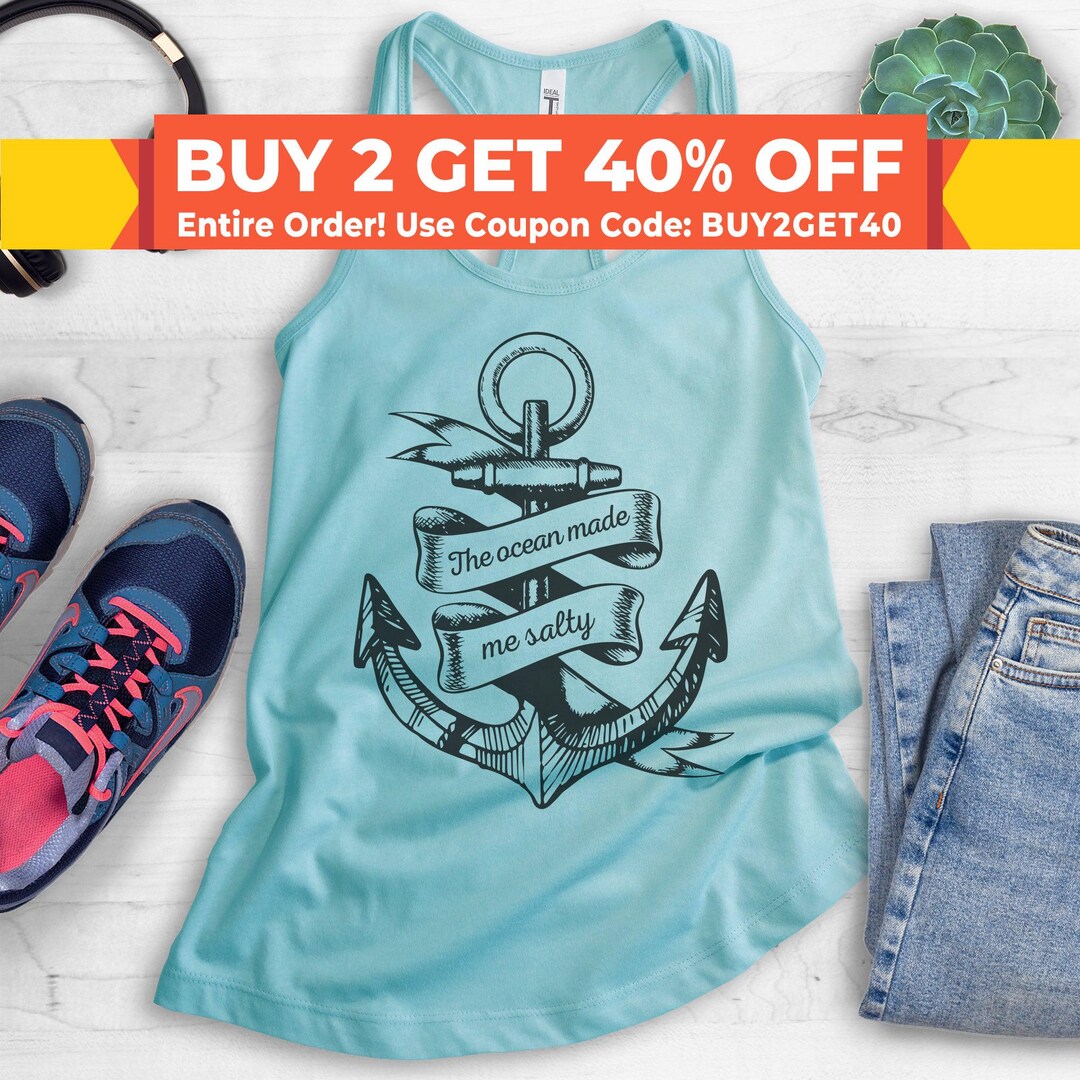 The Ocean Made Me Salty Tank Top, Womens Cute Tank Top, Graphic Tank ...