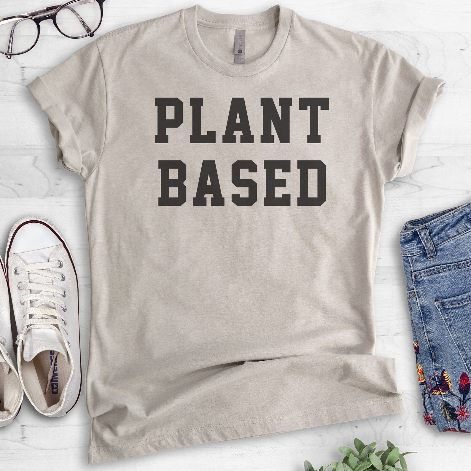 Plant Based T-shirt Ladies Unisex Crewneck Shirt Cute Vegan - Etsy