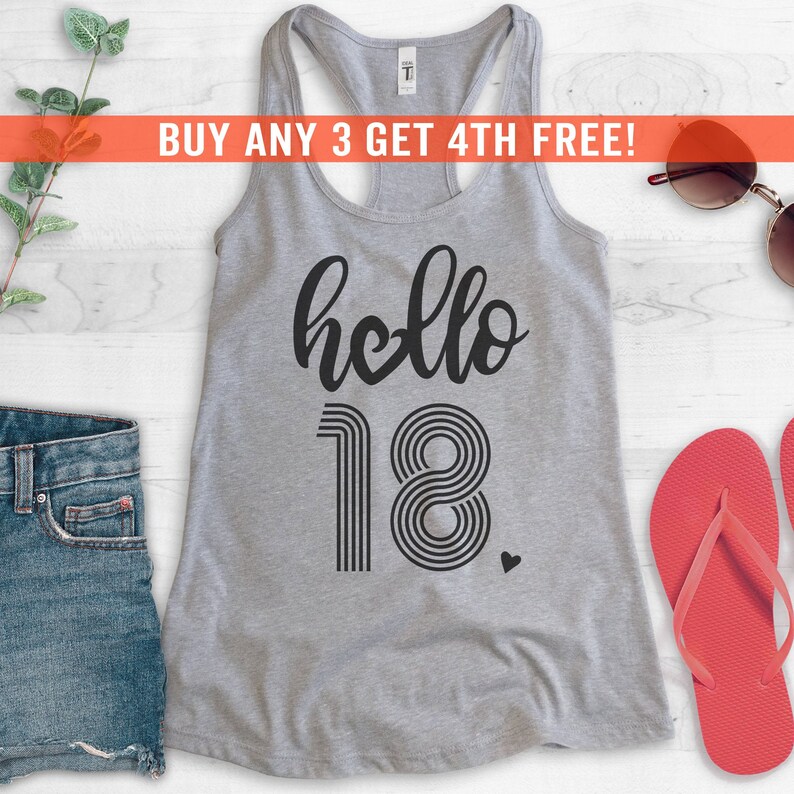 Hello 18 Tank Top Racerback Tank Top 18th Birthday Tank - Etsy