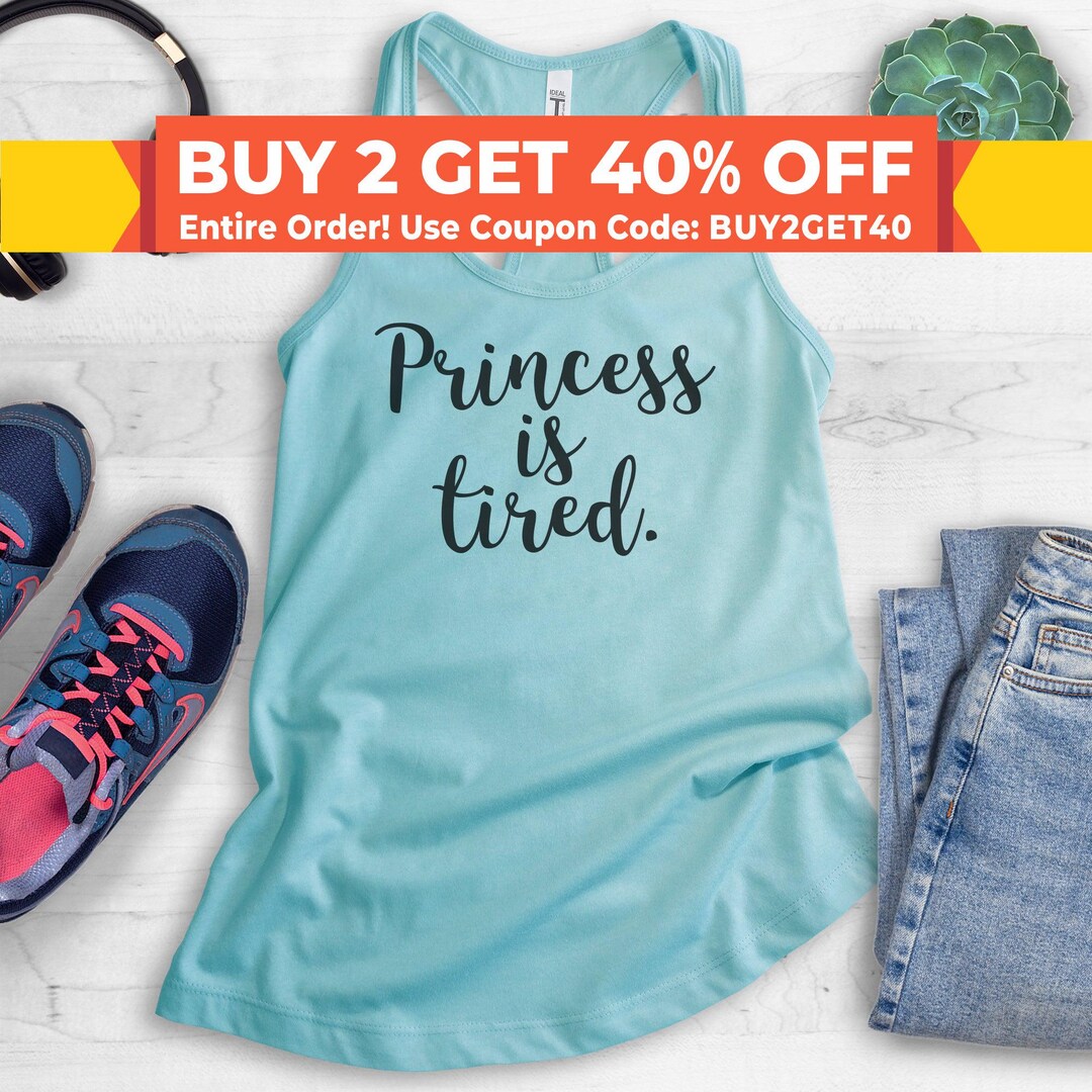 Princess is Tired Tank Top, Ladies Cute Tank Top, Fitness Tank, Workout ...