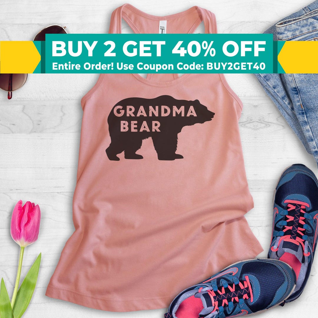 Grandma Bear Tank Top, Ladies Racerback, Cute Grandma Tank, Grandmother ...