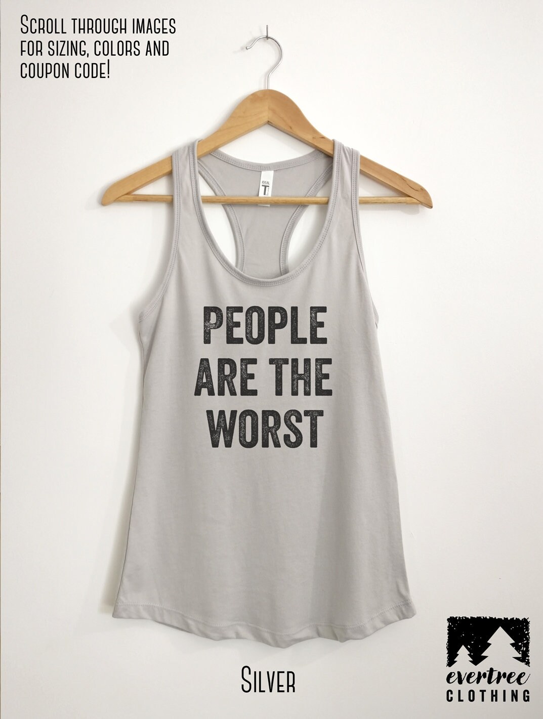 People Are The Worst Tank Top Ladies Funny Workout Tank Cute | Etsy