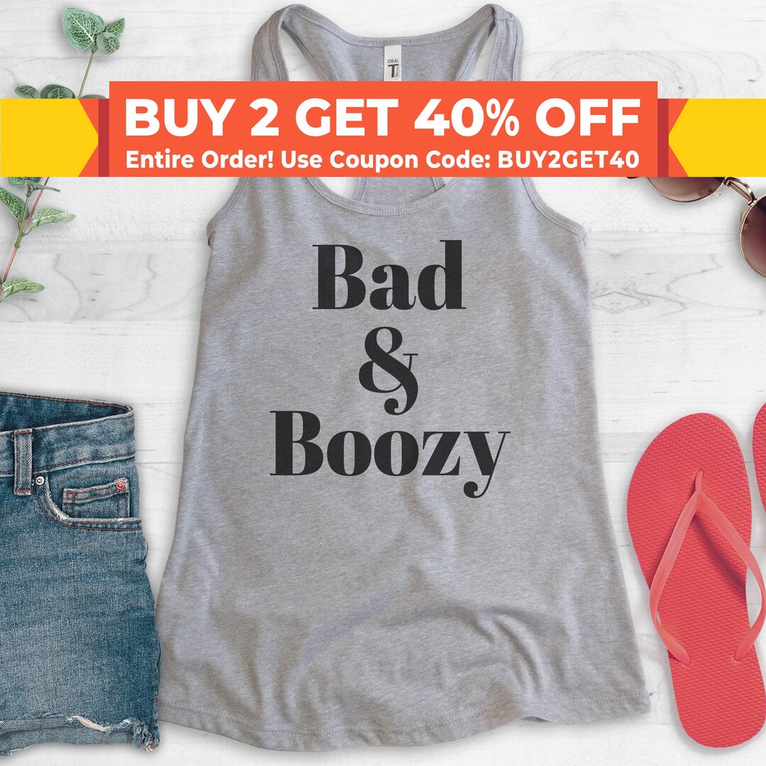 Bad and Boozy Tank Top, Ladies Racerback, Funny Party Tank, Funny ...