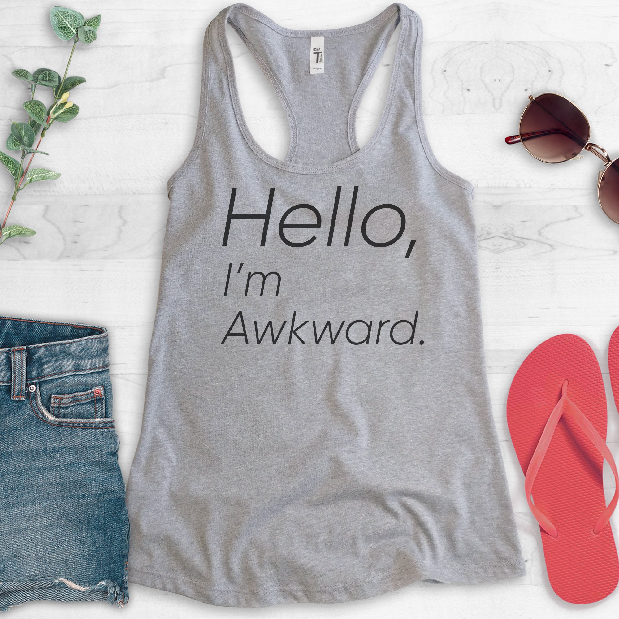 Hello I'm Awkward Tank Top Ladies Tank Top Workout | Etsy