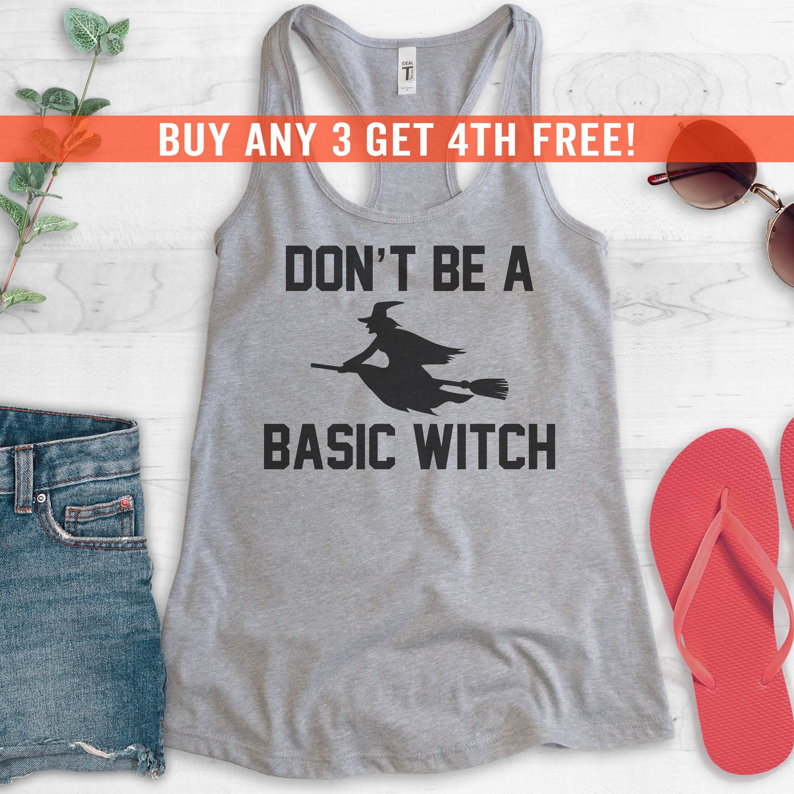 Don't Be A Basic Witch Tank Top Ladies Workout Yoga Tank | Etsy