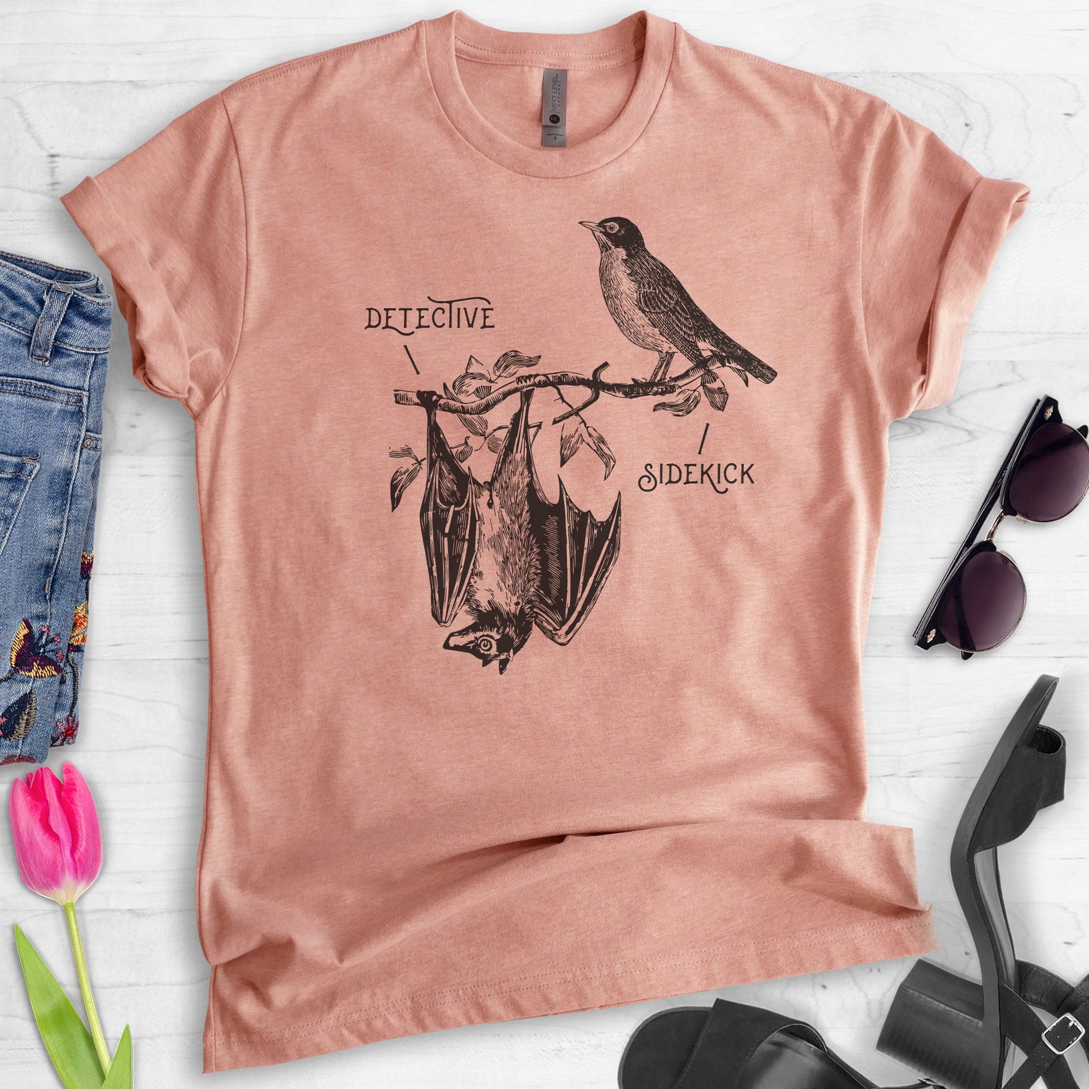 Detective & Sidekick Funny Animal T-shirt Bat and Robin - Etsy