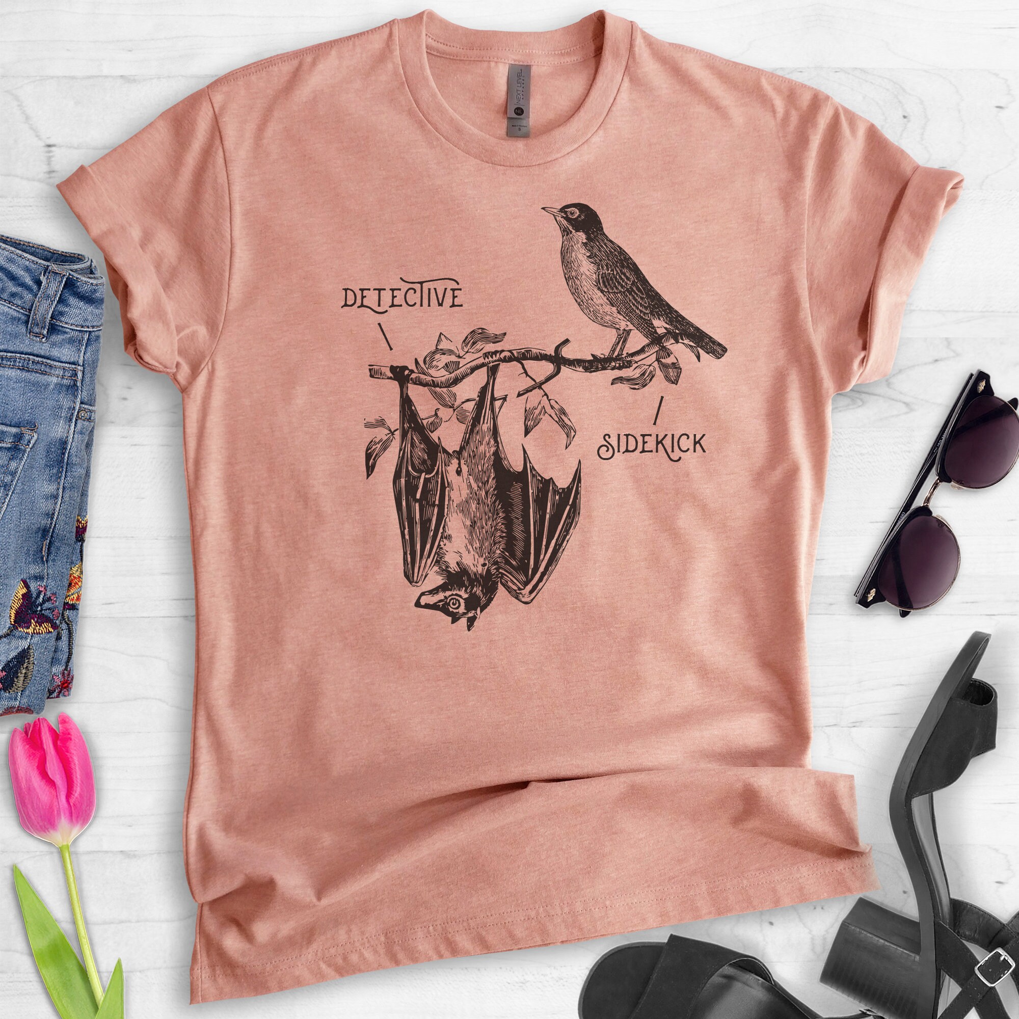 Detective & Sidekick Funny Animal T-shirt Bat and Robin - Etsy