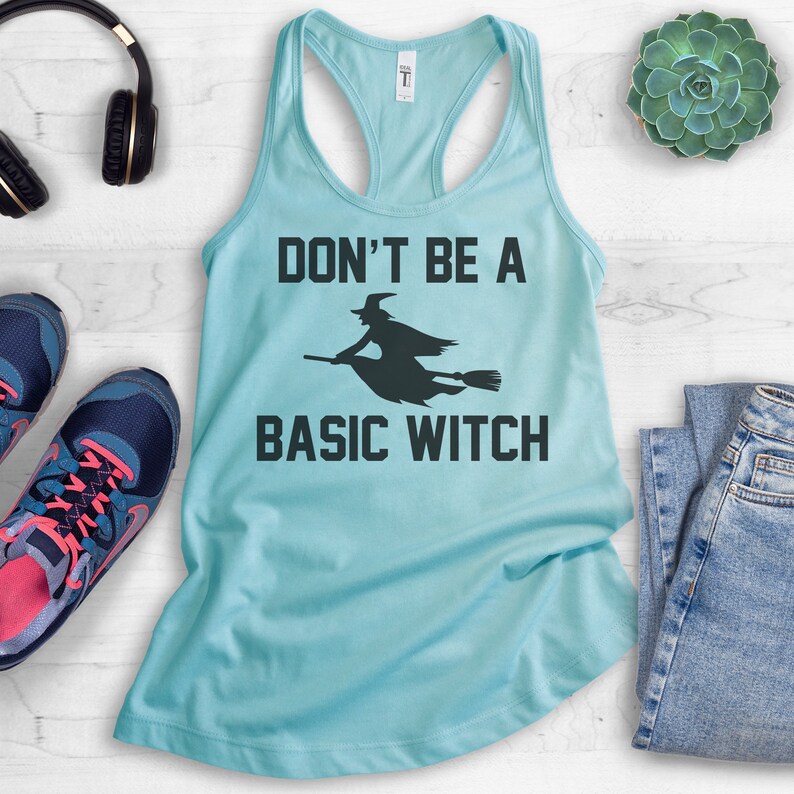 Don't Be A Basic Witch Tank Top Ladies Workout Yoga Tank | Etsy