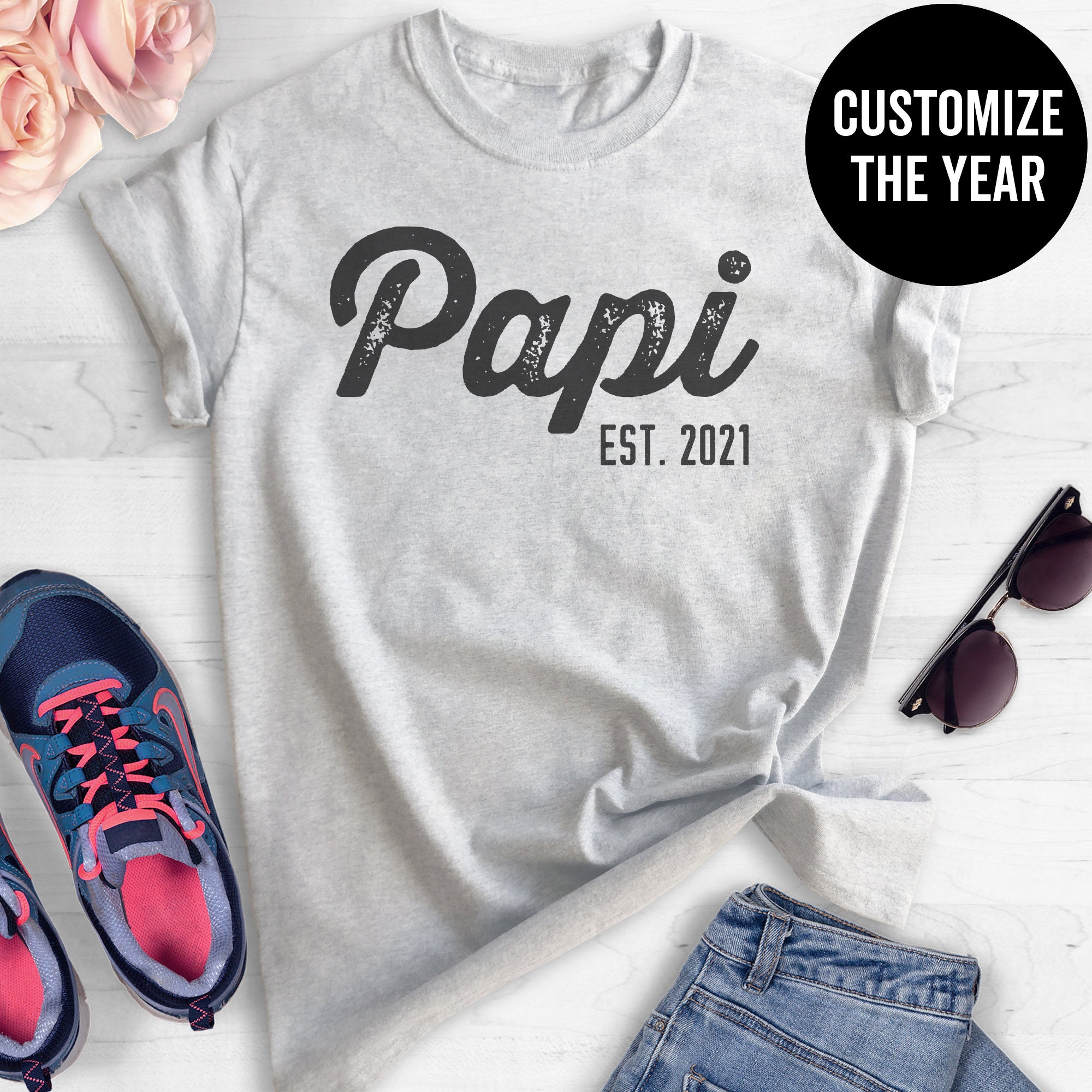 Papi Est. customize Any Year T-shirt Men's Crewneck | Etsy