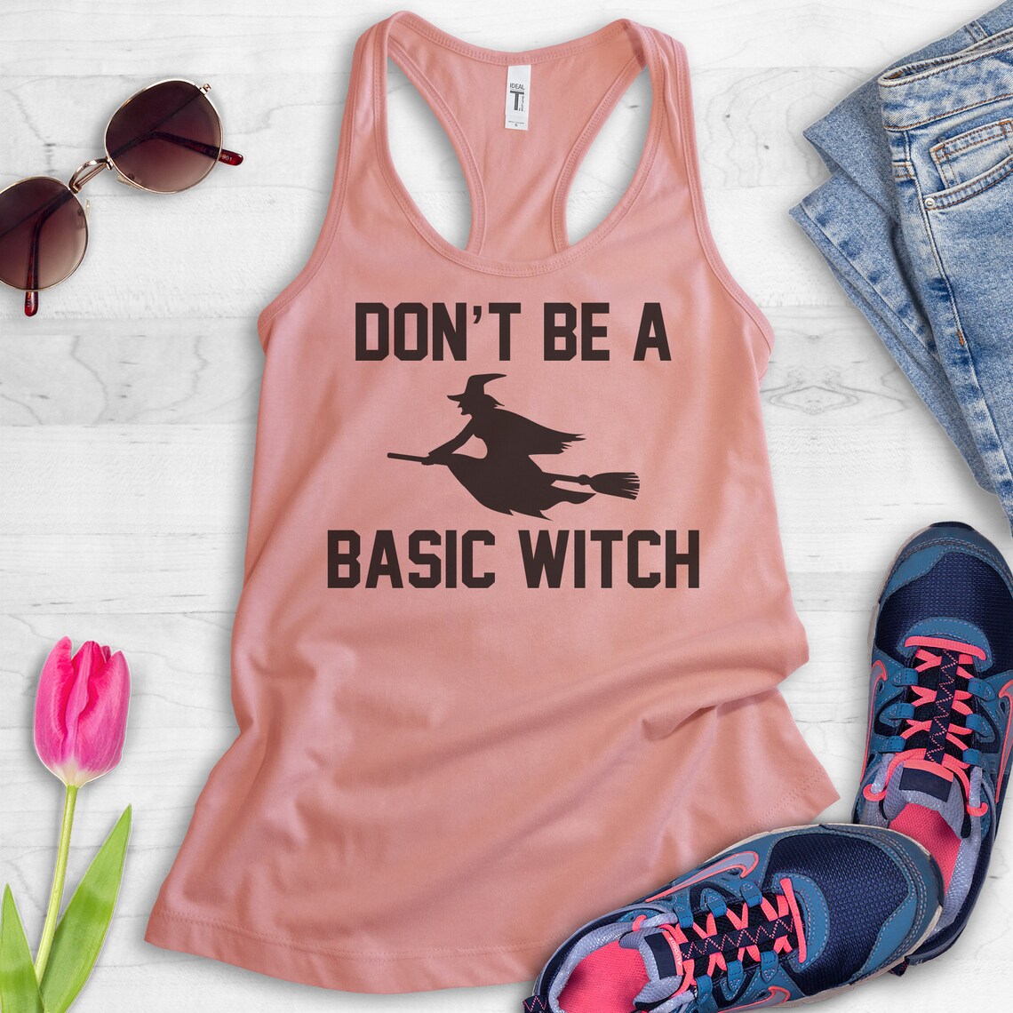 Don't Be A Basic Witch Tank Top Ladies Workout Yoga Tank | Etsy