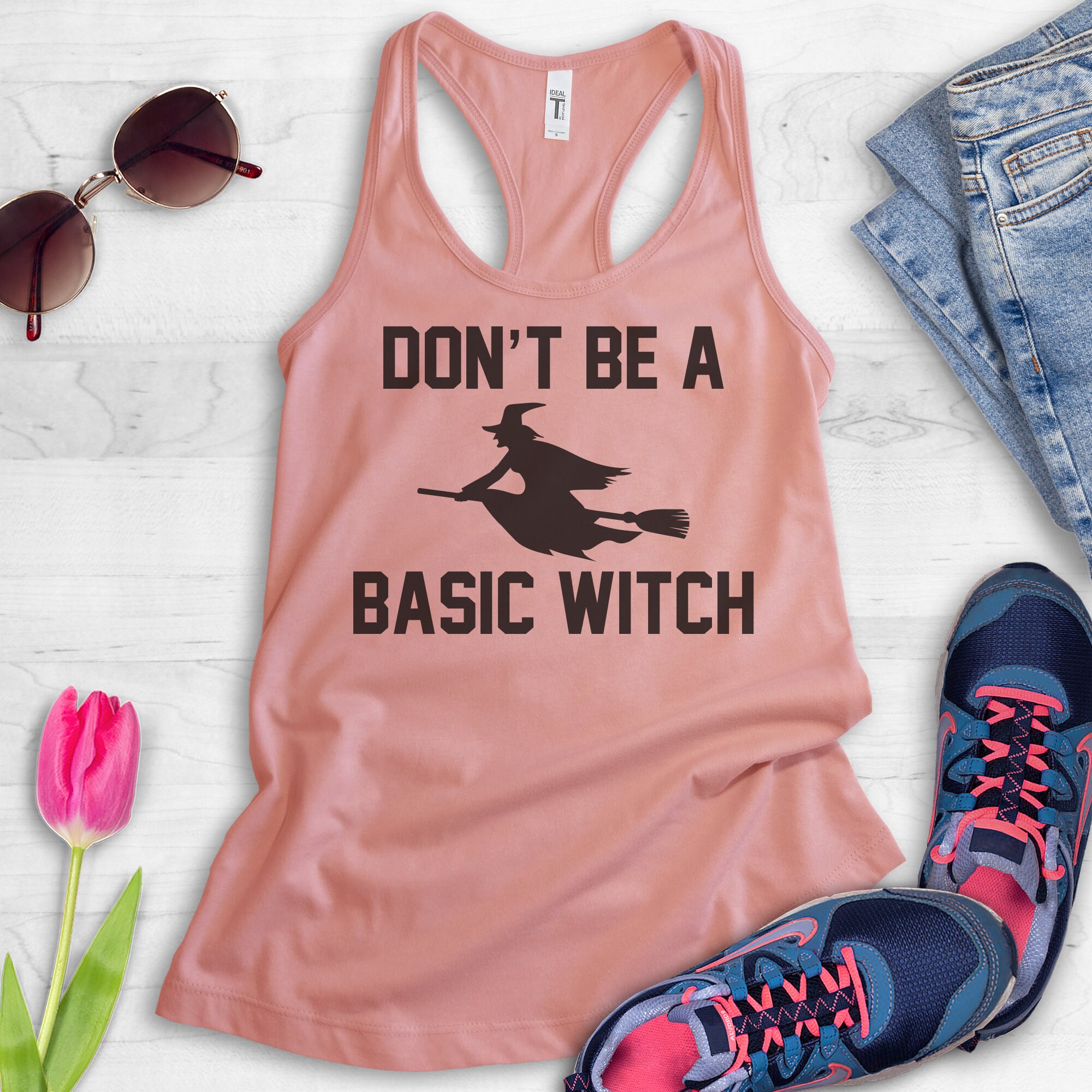 Don't Be A Basic Witch Tank Top Ladies Workout Yoga Tank - Etsy