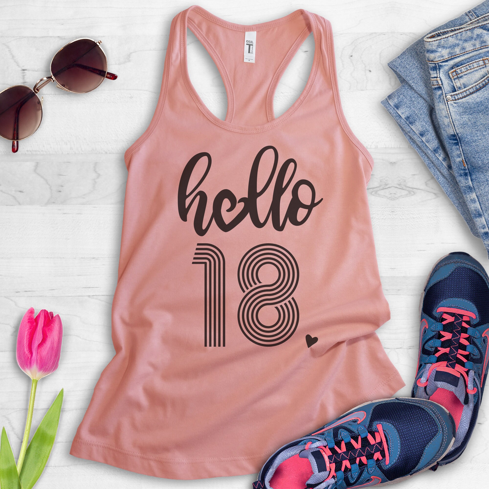 Hello 18 Tank Top Racerback Tank Top 18th Birthday Tank - Etsy