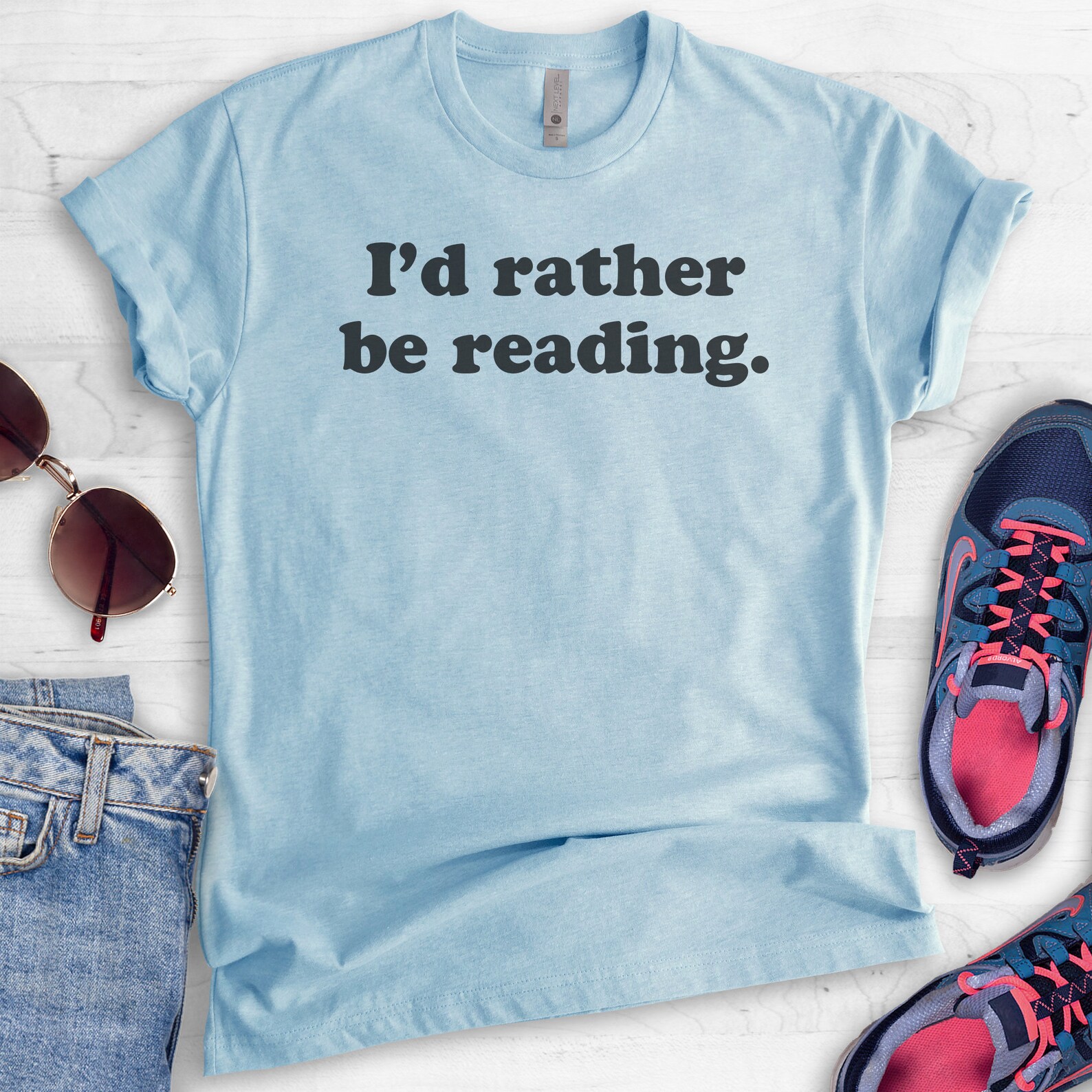 I'd Rather Be Reading T-shirt Ladies Unisex Crewneck | Etsy