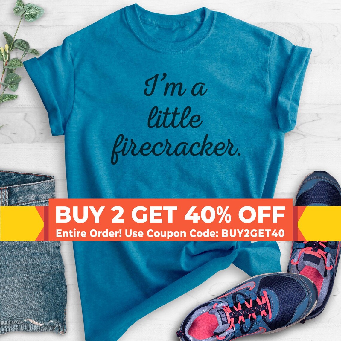 I'm A Little Firecracker T-shirt, Ladies Unisex Crewneck T-shirt, Cute ...