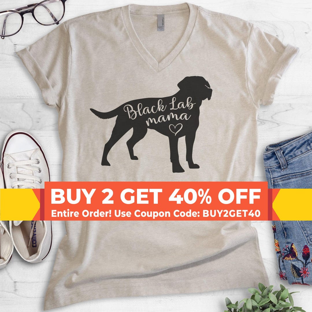 Black Lab Mama V-neck T-shirt, Unisex Women's, Labrador Retriever Black ...