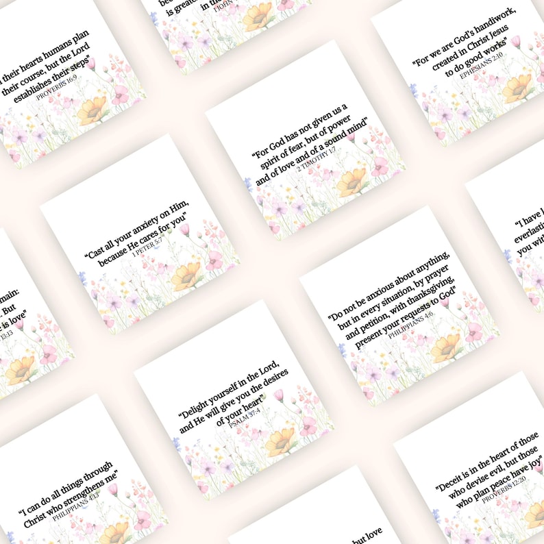 36 Biblical Affirmation Cards, Daily Devotion, Encouragement Cards ...