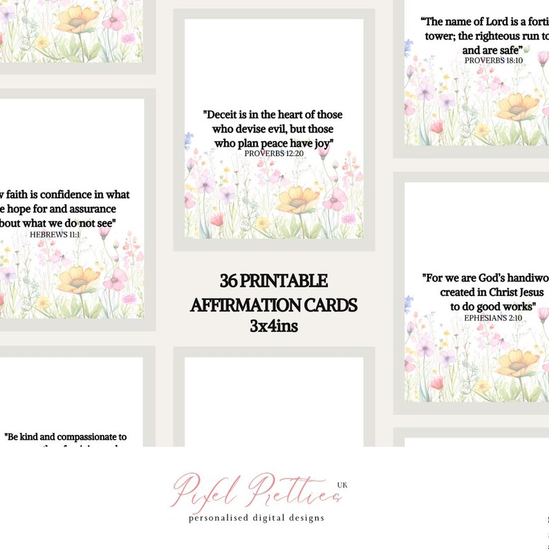 36 Biblical Affirmation Cards, Daily Devotion, Encouragement Cards ...