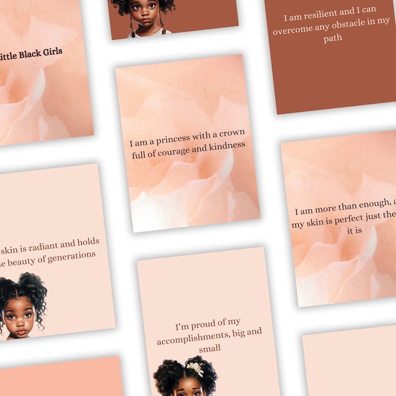 50 Little Black Girl Affirmation Cards, Printable Cards, Self-love ...