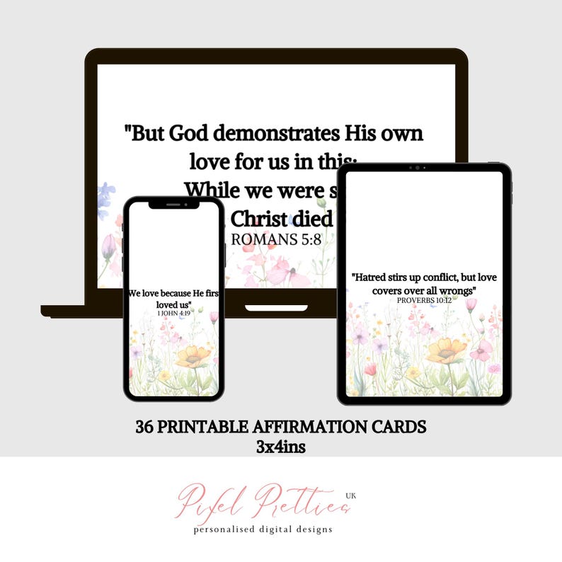36 Biblical Affirmation Cards, Daily Devotion, Encouragement Cards ...