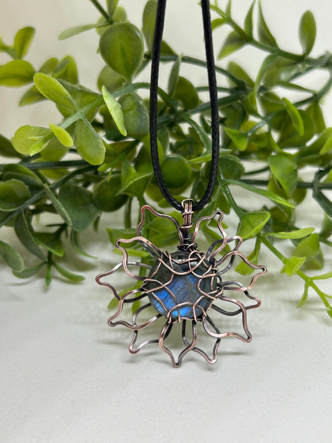 Wire Wrapped Sunflower Pendant With Labradorite - Etsy