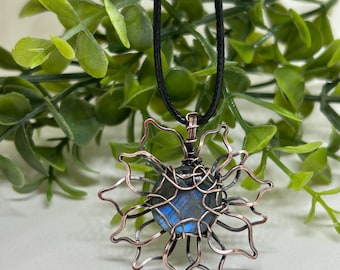 Wire Wrap Sunflower Pendant ,natural Labradorite Pendant Necklace ...