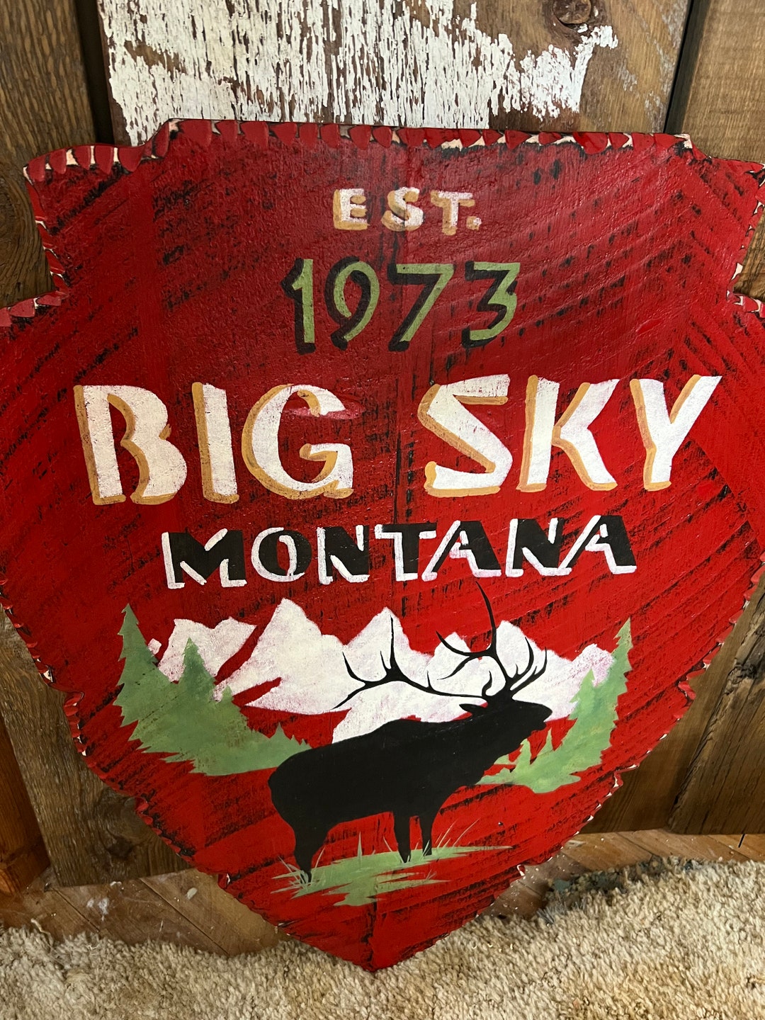 Big Sky Montana Sign, Lodge Decor, Wall Decor, National Parks Sign ...