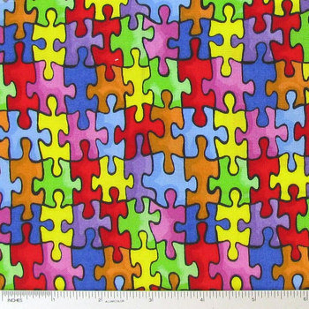 Autism Awareness Fabric by Cotton Calico - Etsy