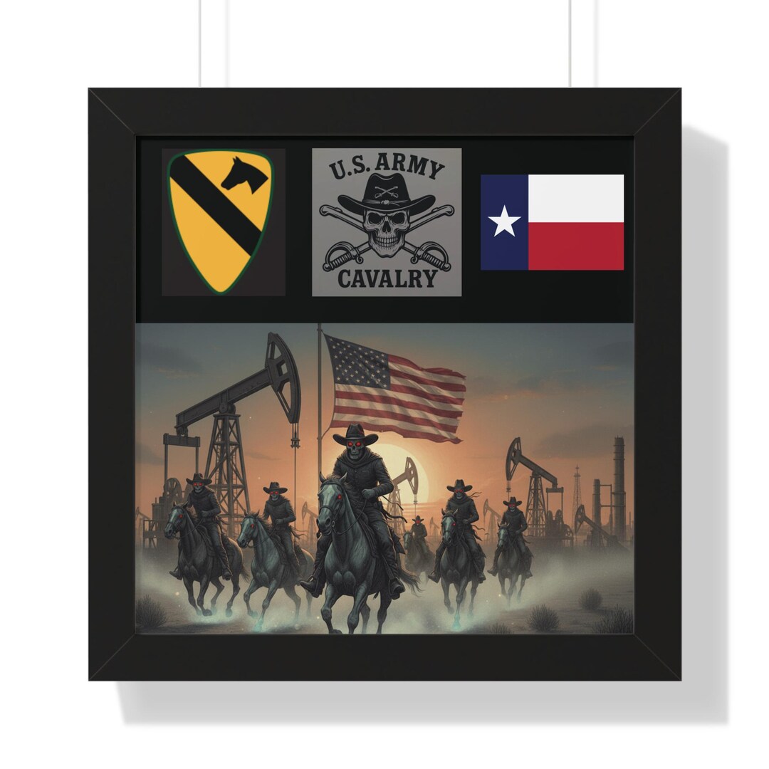 U.S. Army Cavalry Texas Flag Oilfield Cowboys Framed Vertical Poster - Etsy