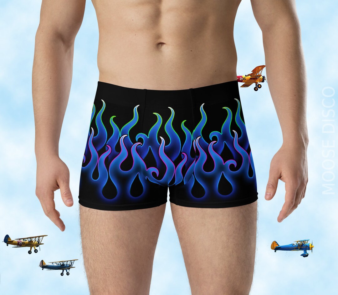 Mens Blue Flames Boxer Briefs Racing Flames Boxers Blue Fire - Etsy