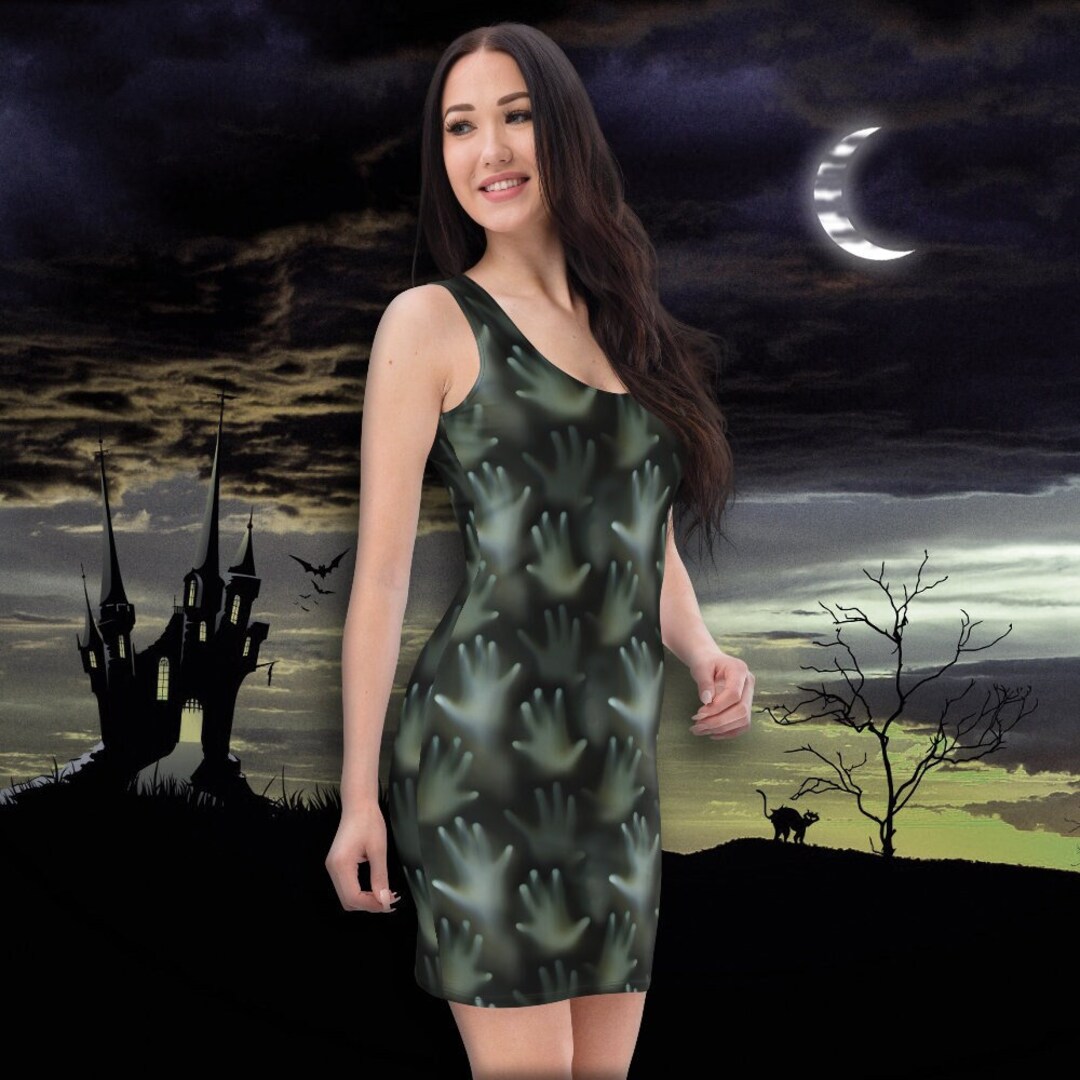 Gothic Creepy Ghost Hands Haunted Dress, Screaming Movie Scene Dress ...
