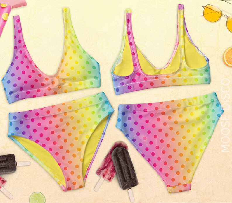 LGBT Rainbow Polka Dot Bikini | Pride Swimsuit | Bright Mardi Gras ...