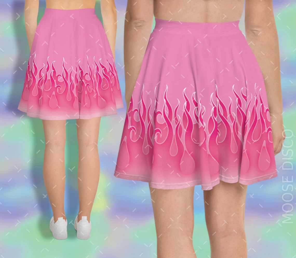 Hot Rod Custom Pink Flames Skirt Ideal Pastel Goth Skirt - Etsy