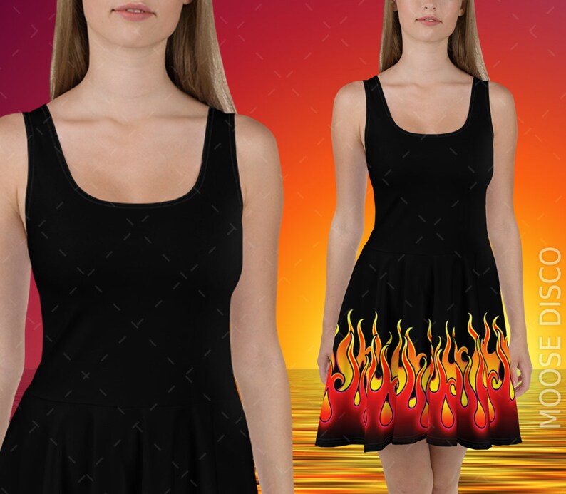 Red and Orange Flames Fire Dress, Racing Flames Dress, Hot Rod ...