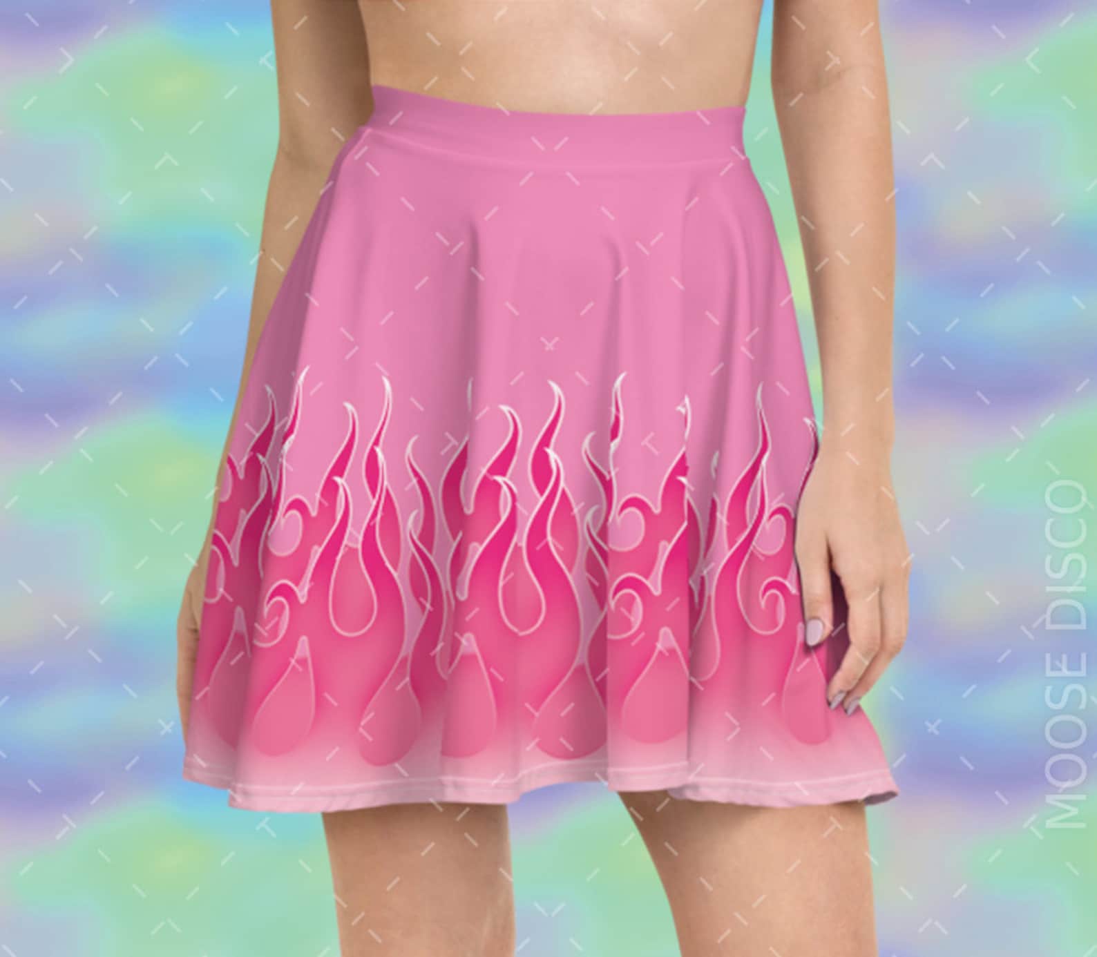 Hot Rod Custom Pink Flames Skirt, Ideal Pastel Goth Skirt, Racer Flames ...