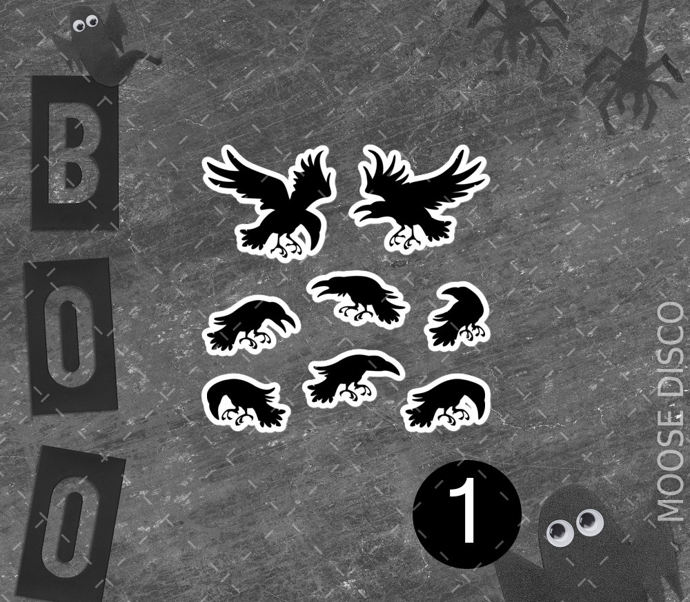 Cute Gothic Ravens Silhouette Stickers Perfect for Gothic Journal ...