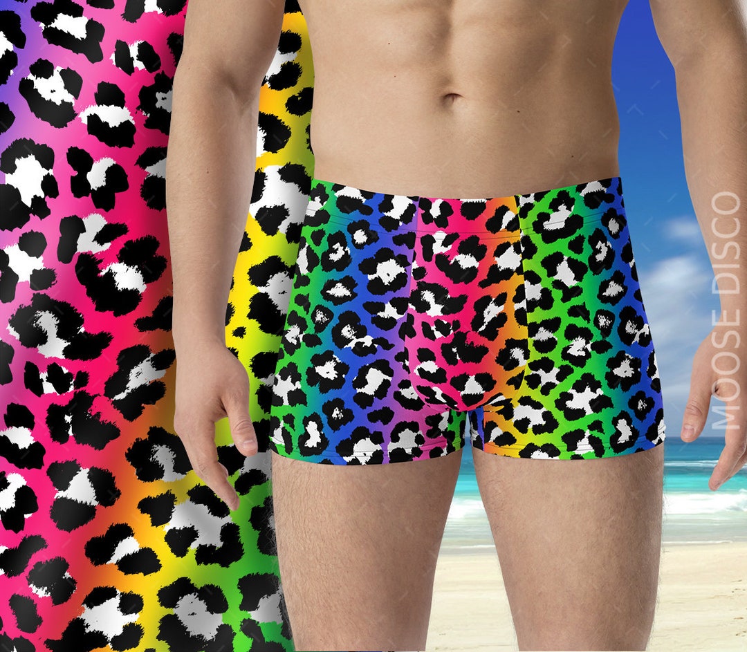 Men's LGBT Pride Leopard Print Rainbow Boxer Briefs, Pride Festival ...